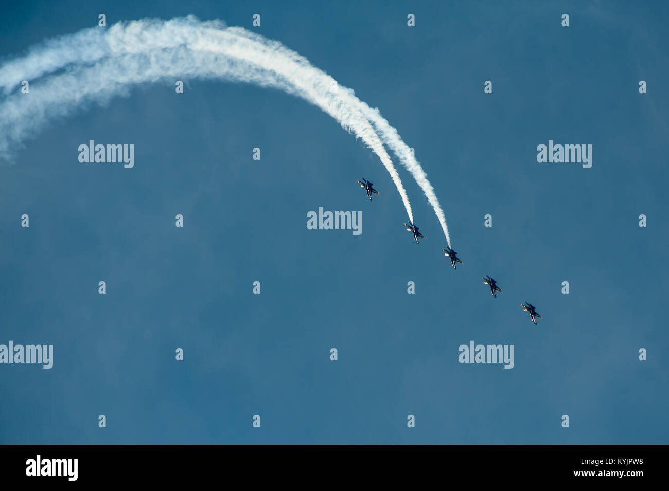 The U.S. Navy Blue Angels practice their aerial demonstration routine ...