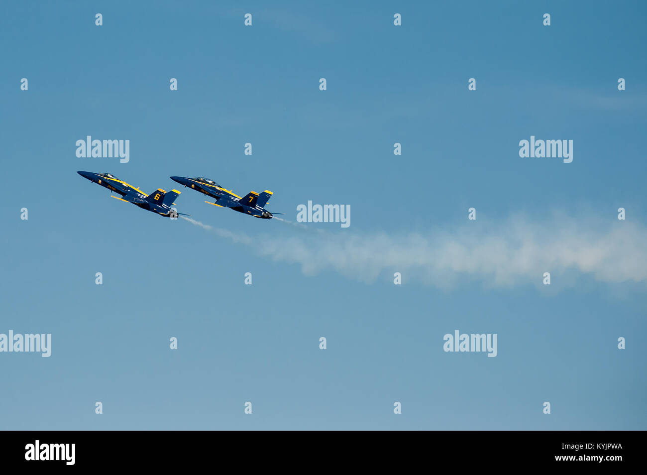 The U.S. Navy Blue Angels practice their aerial demonstration routine ...