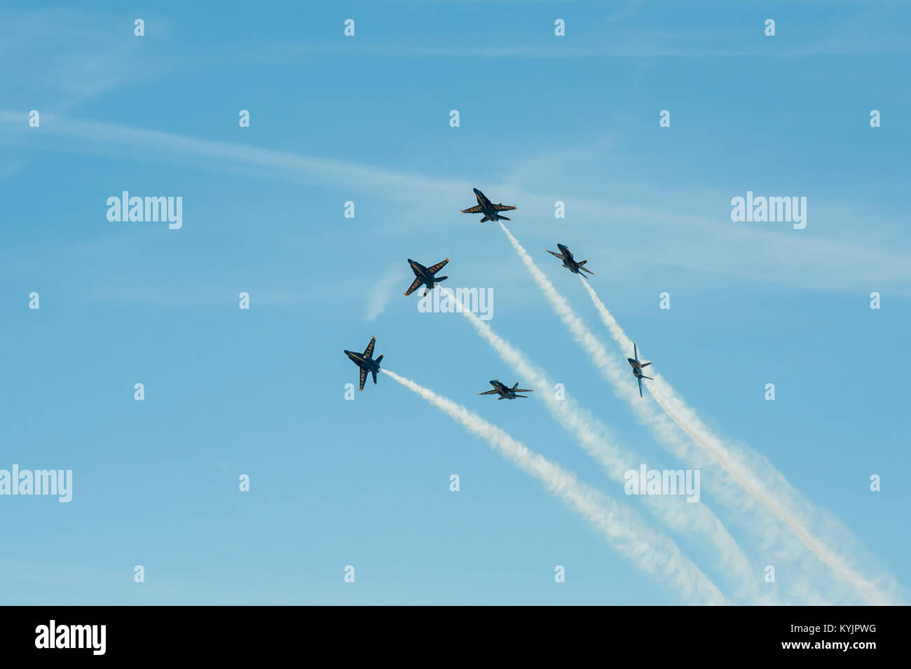 The U.S. Navy Blue Angels practice their aerial demonstration routine ...