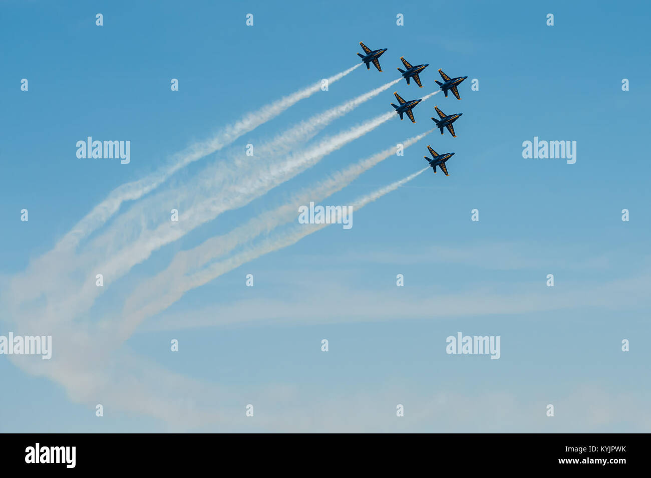 The U.S. Navy Blue Angels practice their aerial demonstration routine ...