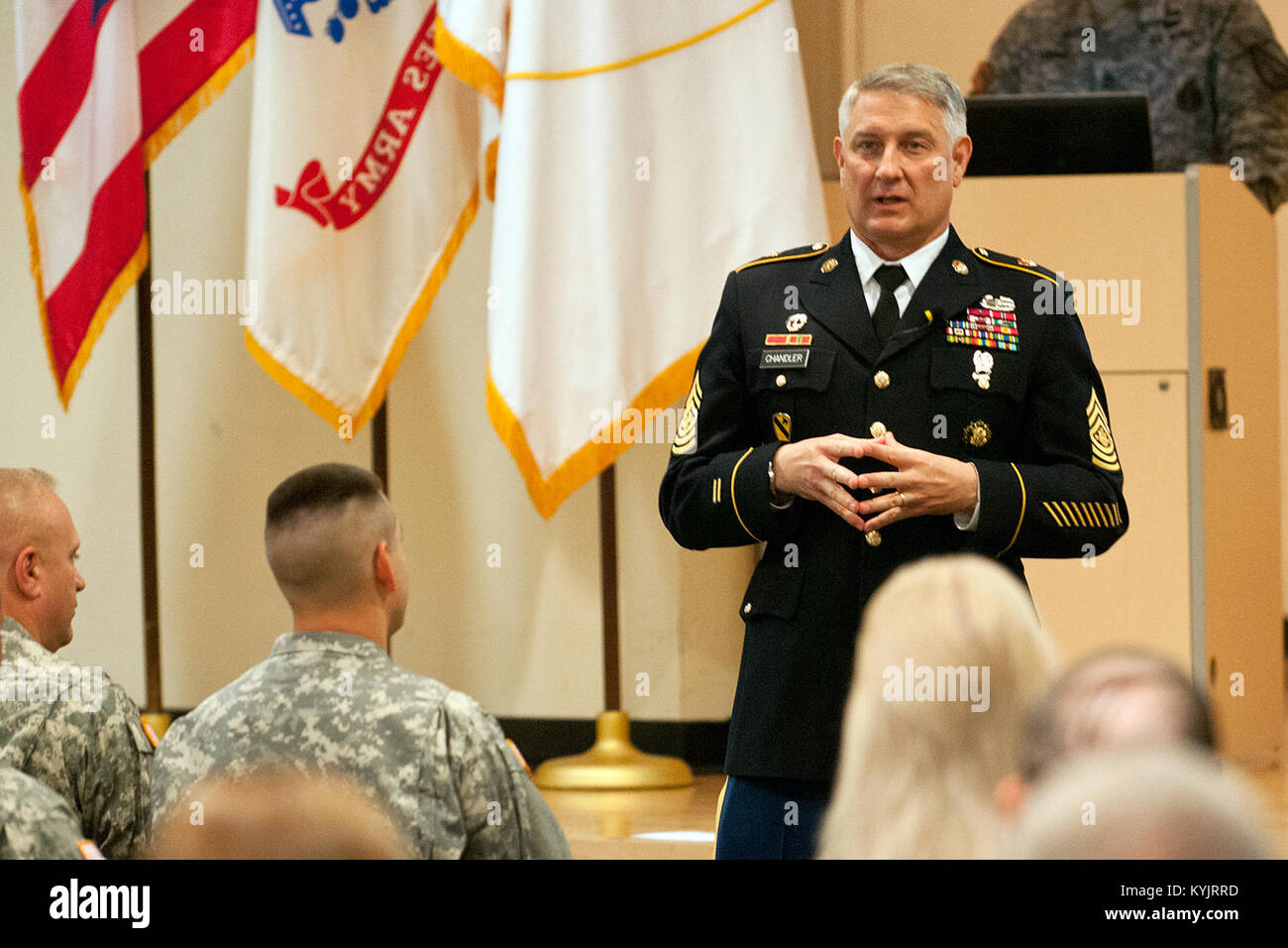 Sgt. Maj. of the Army Raymond F. Chandler III paid a visit to Soldiers at an Ohio National Guard ...