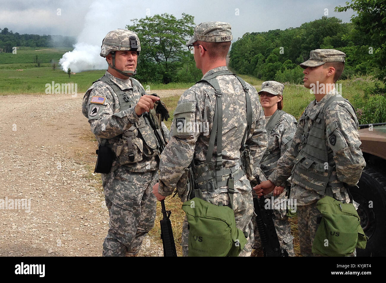 Command Sgt. Maj. Thomas Chumley speaks with Soldiers of the 103rd ...