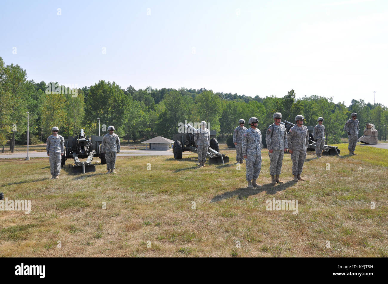 Soldiers stand ready during the Change of Command Ceremony for the ...