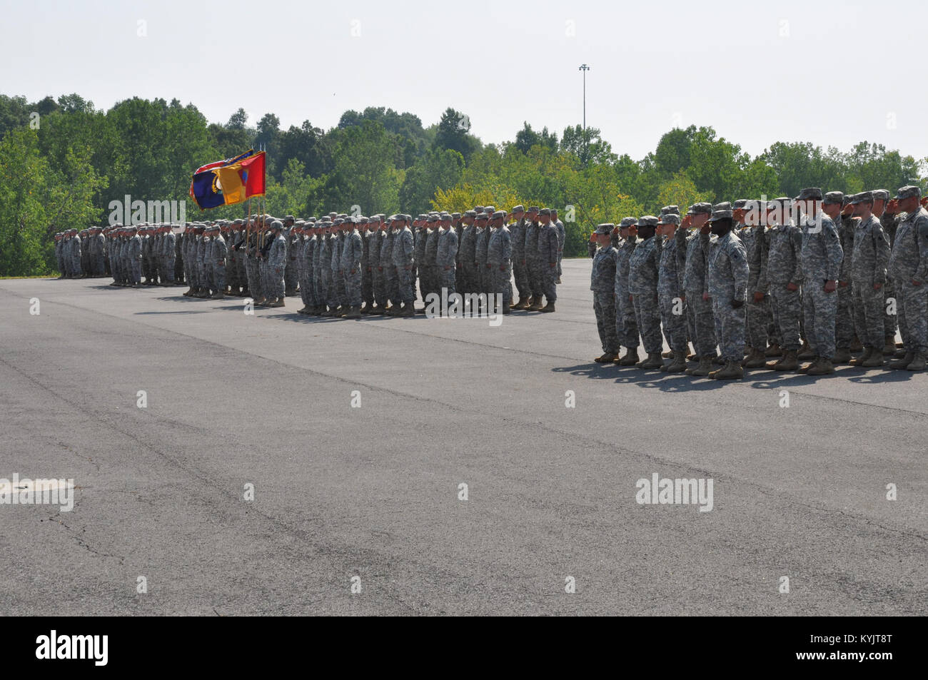 Soldiers salute during the Change of Command Ceremony for the 138th ...