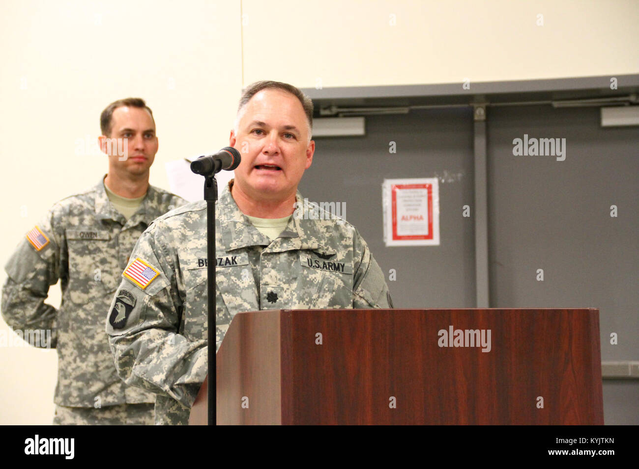 Lt. Col. Mark A. Brozak addresses the 1204th Aviation Support Battalion ...