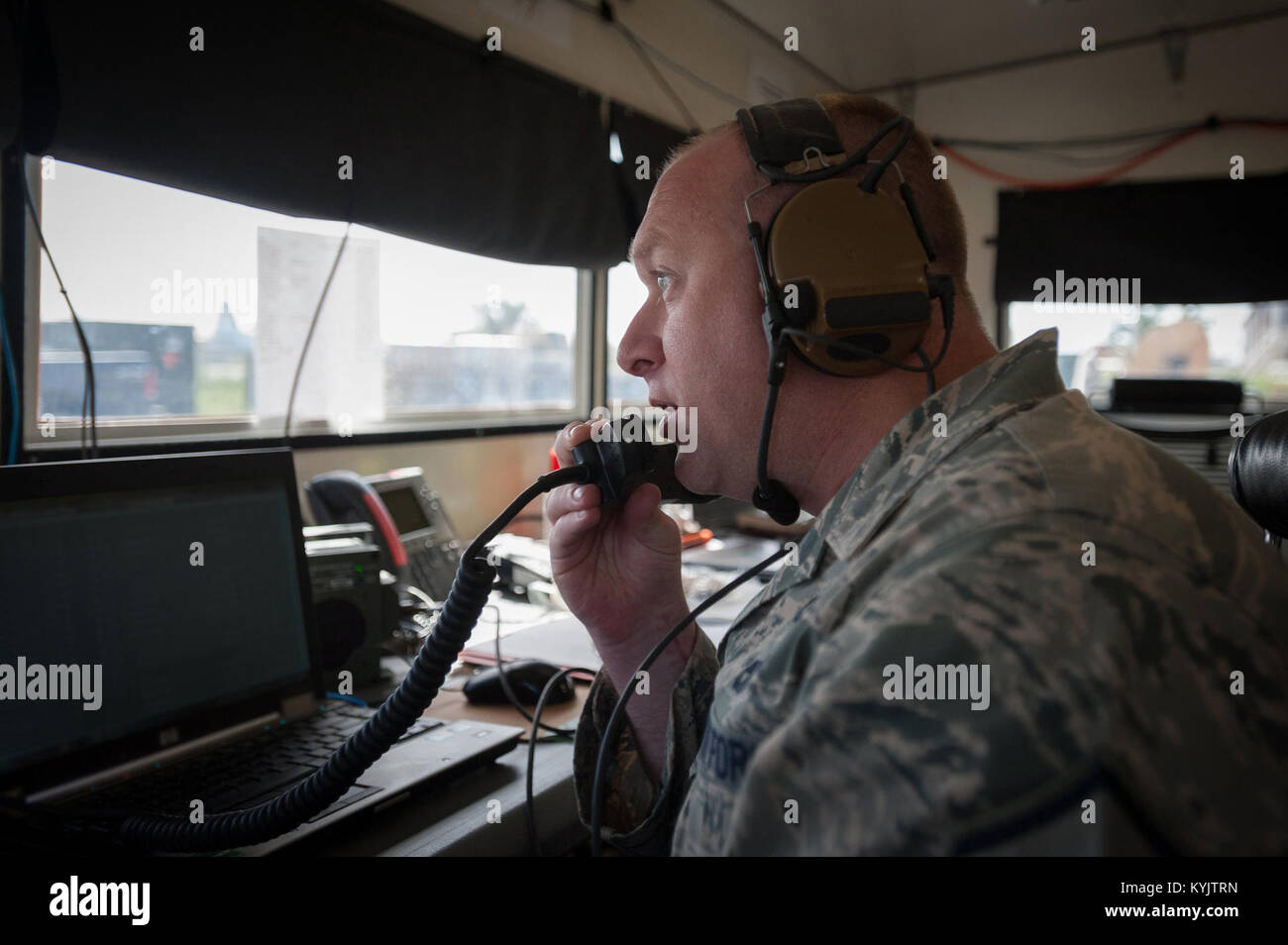 U.S. Air Force Master Sgt. Michael Skeens, a command post controller ...