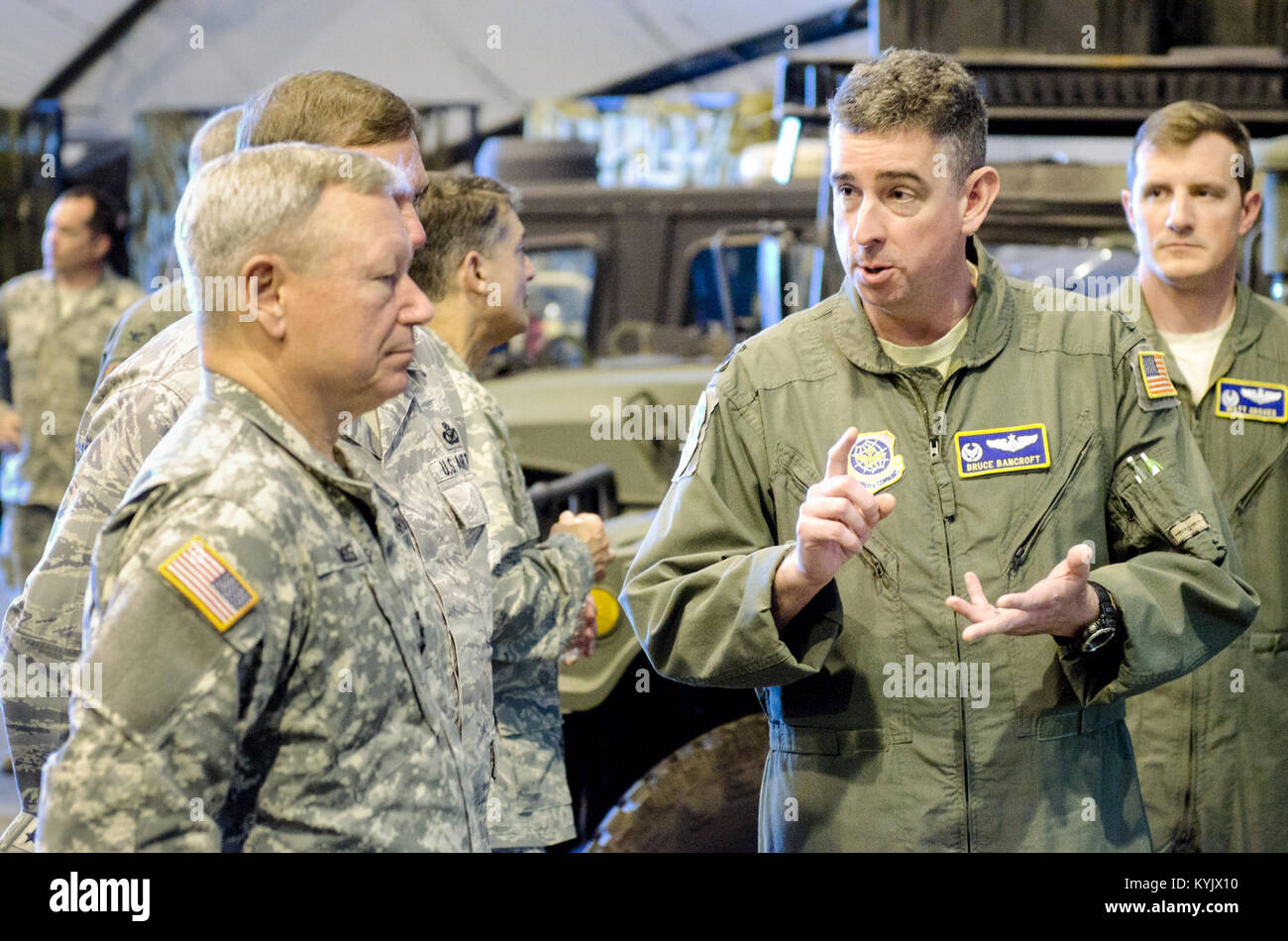 Lt. Col. Bruce Bancroft (right), commander of the 123rd Global Mobility ...
