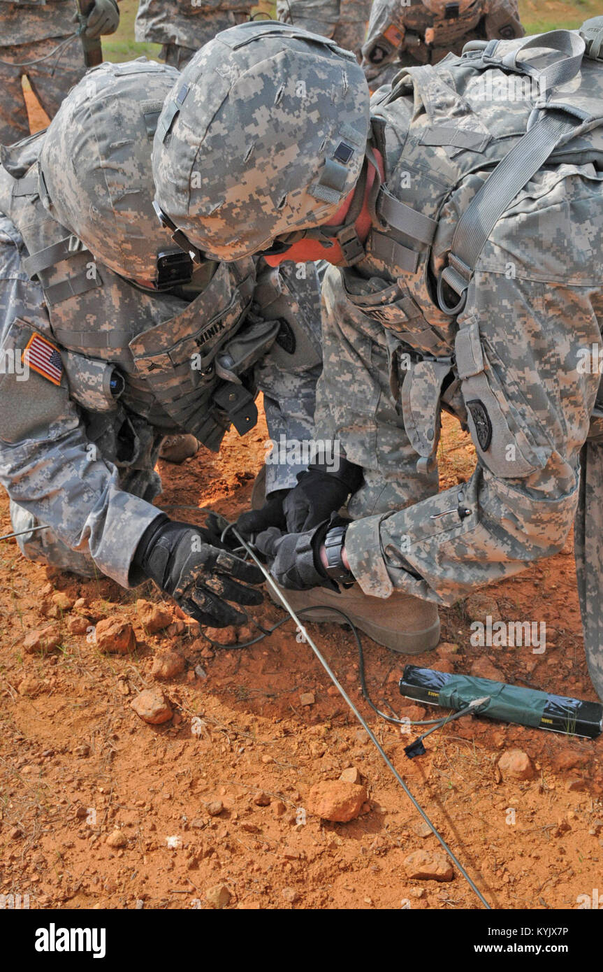 Soldiers of the 201st Engineer Battalion, 577th Sapper Company attach C ...
