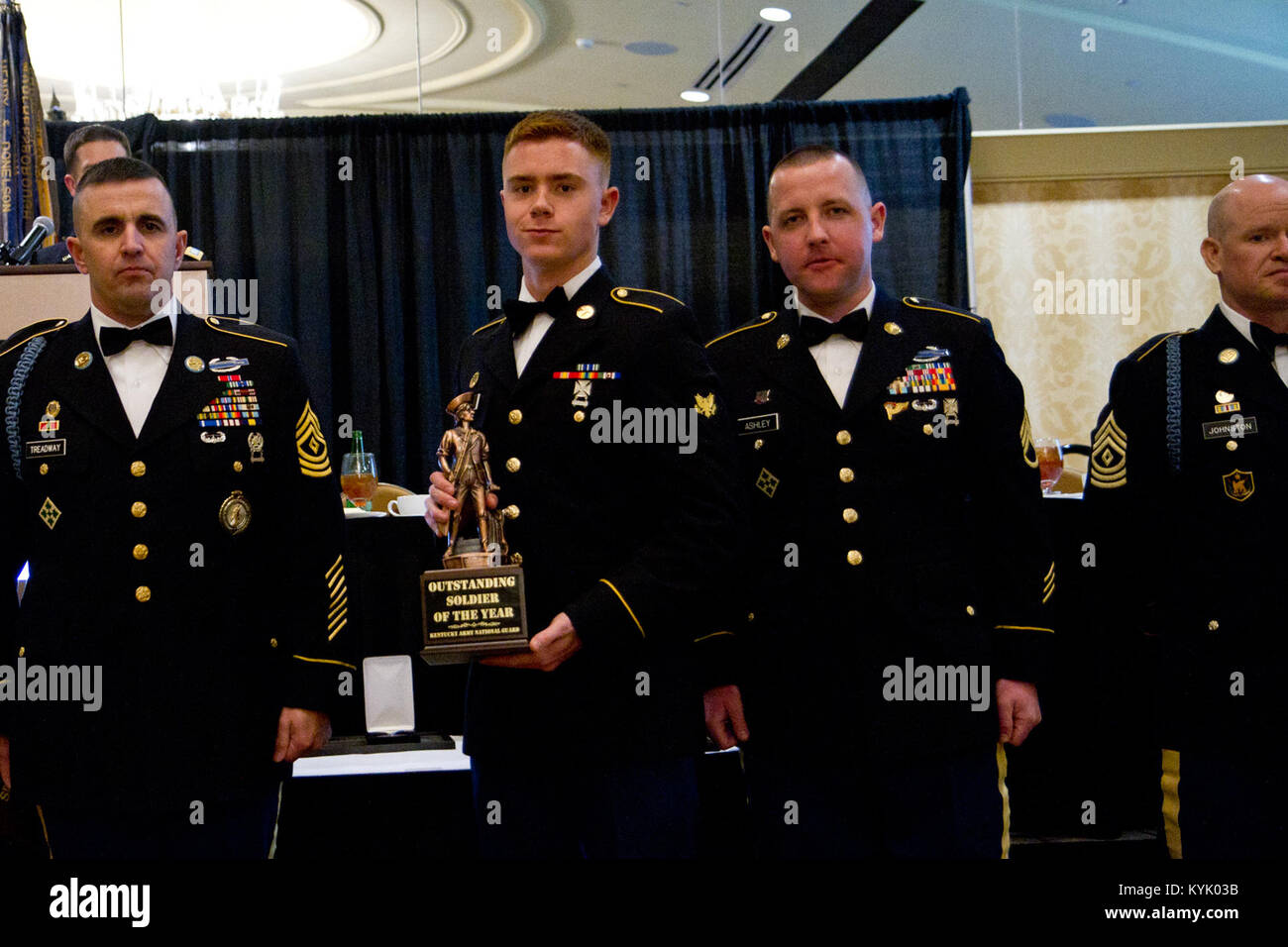 Spc. Jacob Heath is honored as Soldiers of the Year during the 1st ...