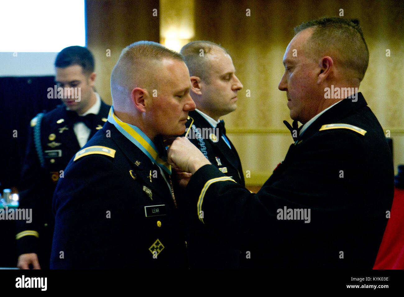 Lt. Col. Thomas Black presents the Order of Saint Maurice to Lt. Col ...