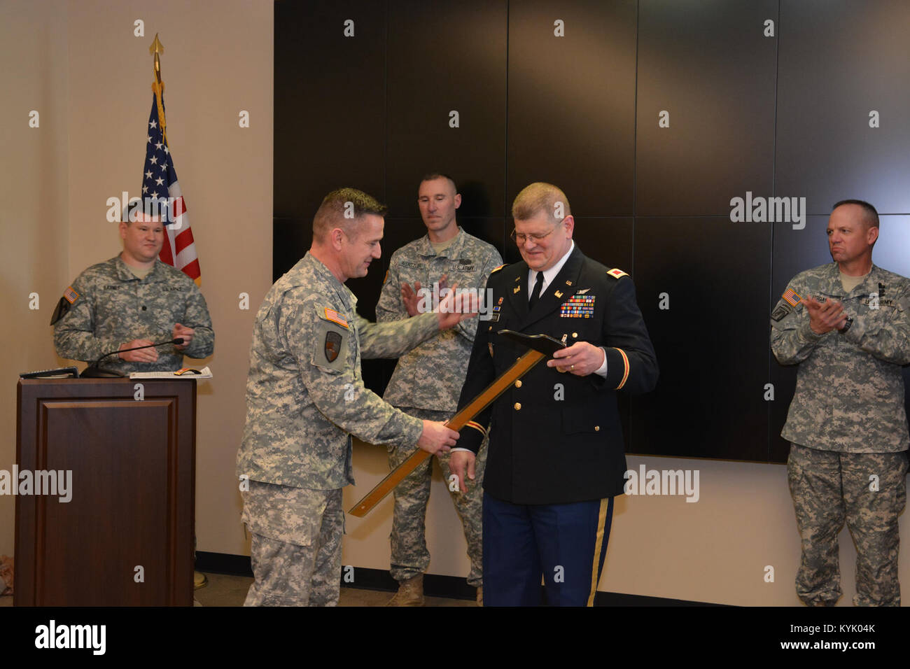 COL King Gives COL Demers a gift to commemorate his time in the ...