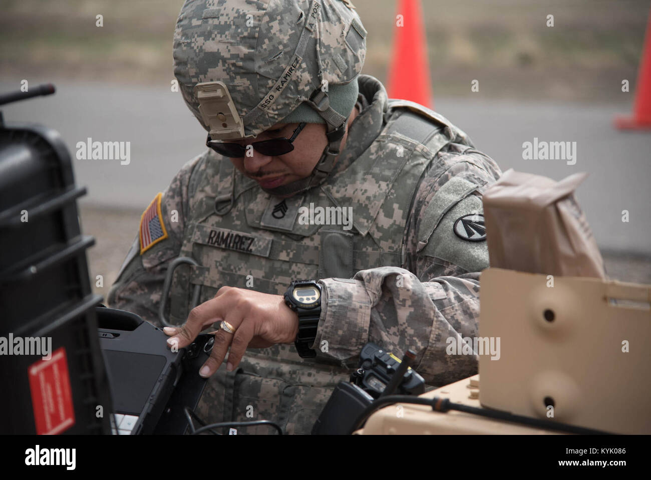 U.S. Army Staff Sgt. Eric Ramirez, in-transit visibility NCOIC for the ...