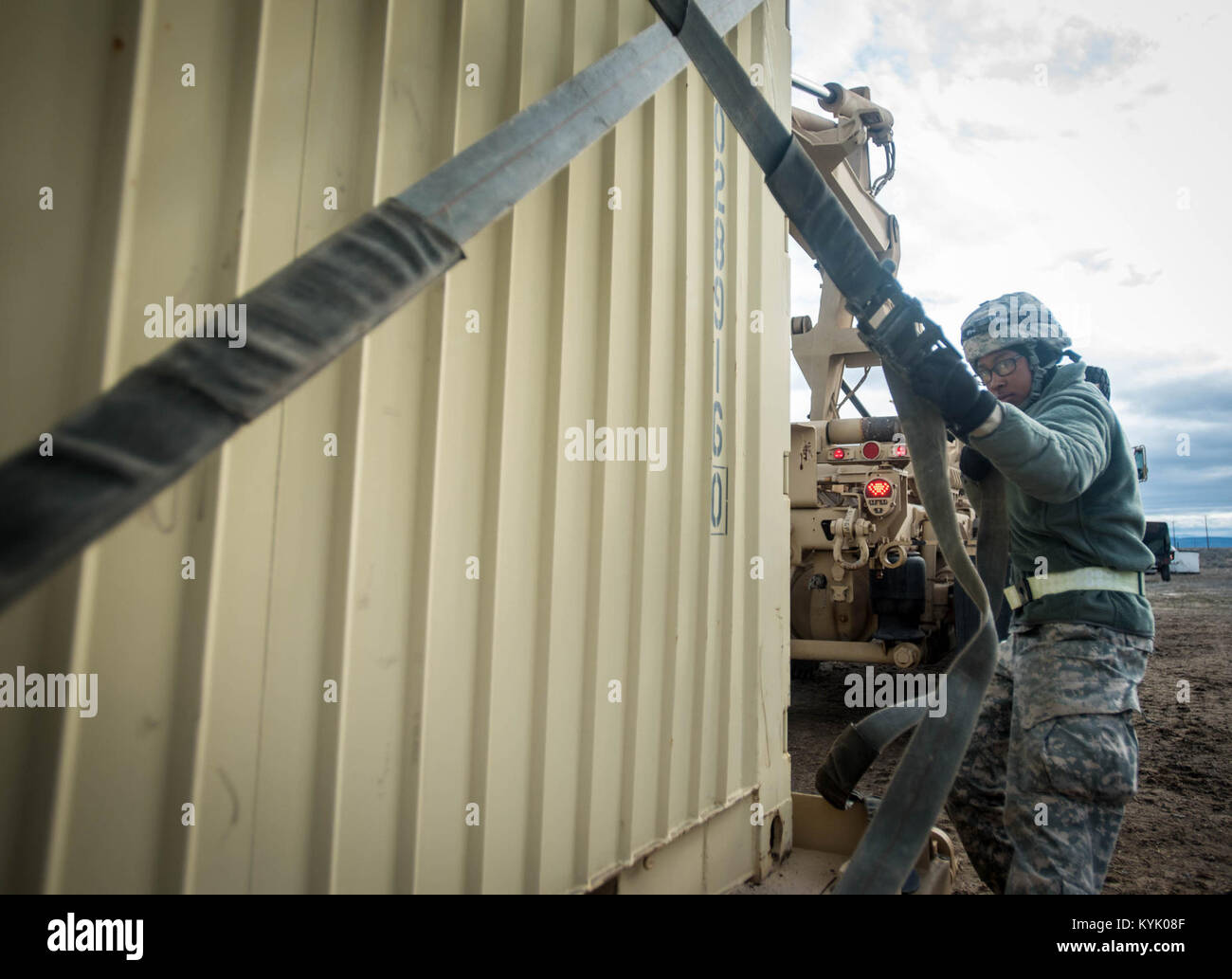 U.S. Army Spc. Courtney Brown, an all-terrain forklift driver and cargo ...