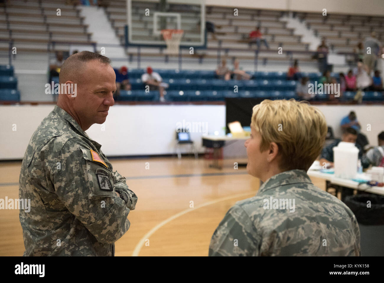 U.S. Army Brig. Gen. Stephen R. Hogan (left), adjutant general of the ...