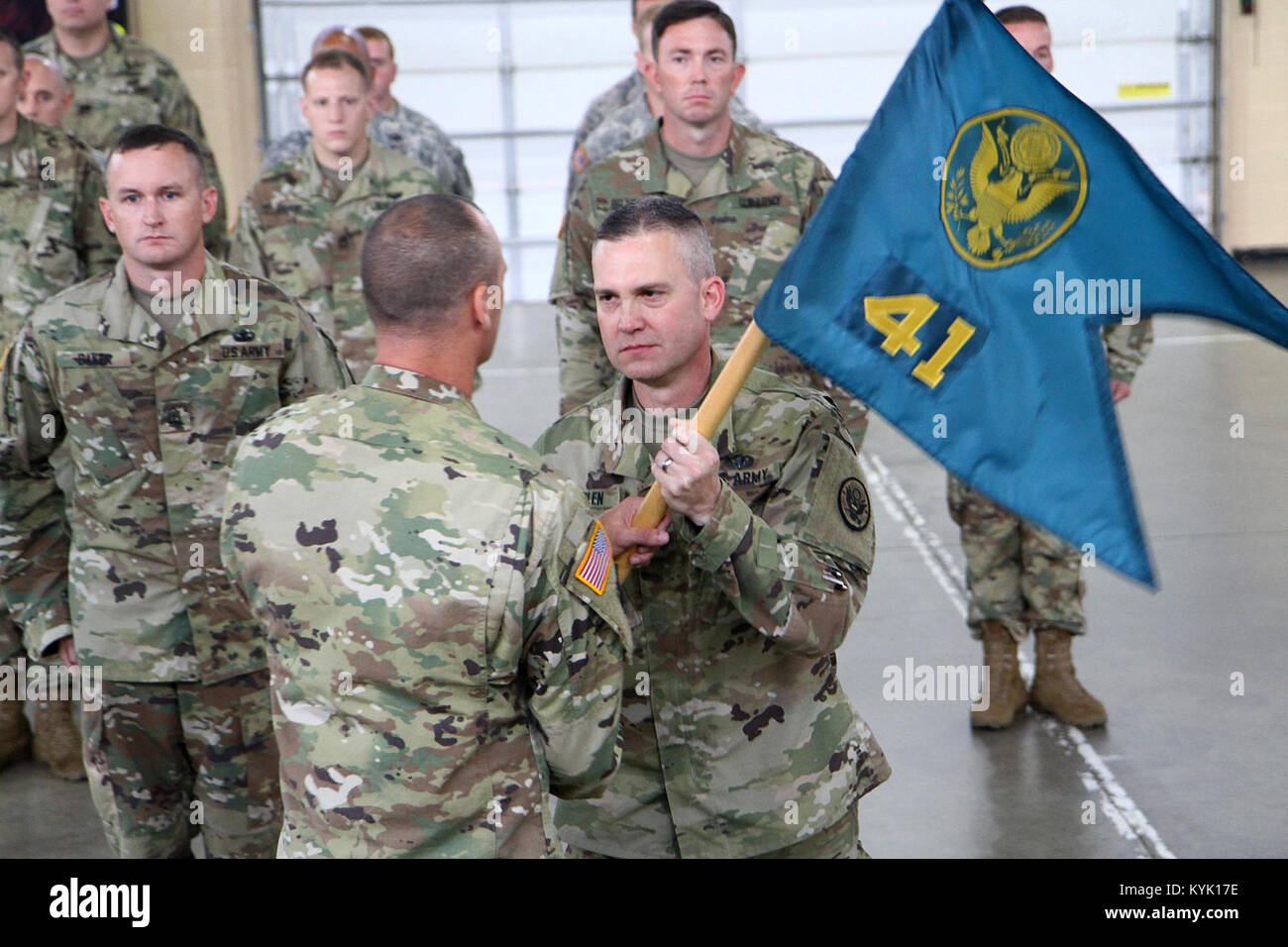 Maj. Kris Morlen passes the guideon of the 41st Civil Support Team to ...