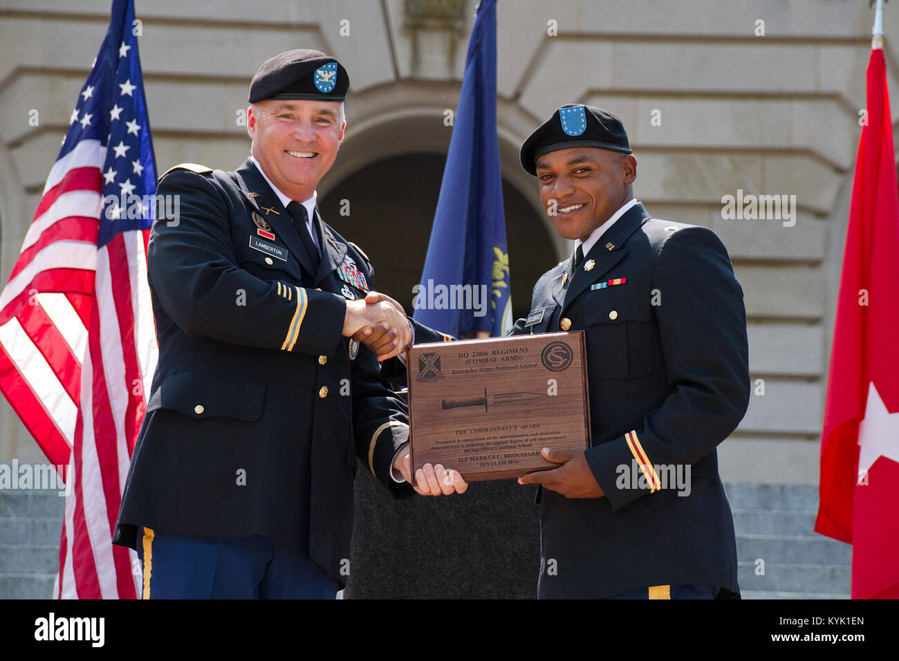 Col. Hal Lamberton presents the Commandant's Award to 2nd Lt. Markus ...