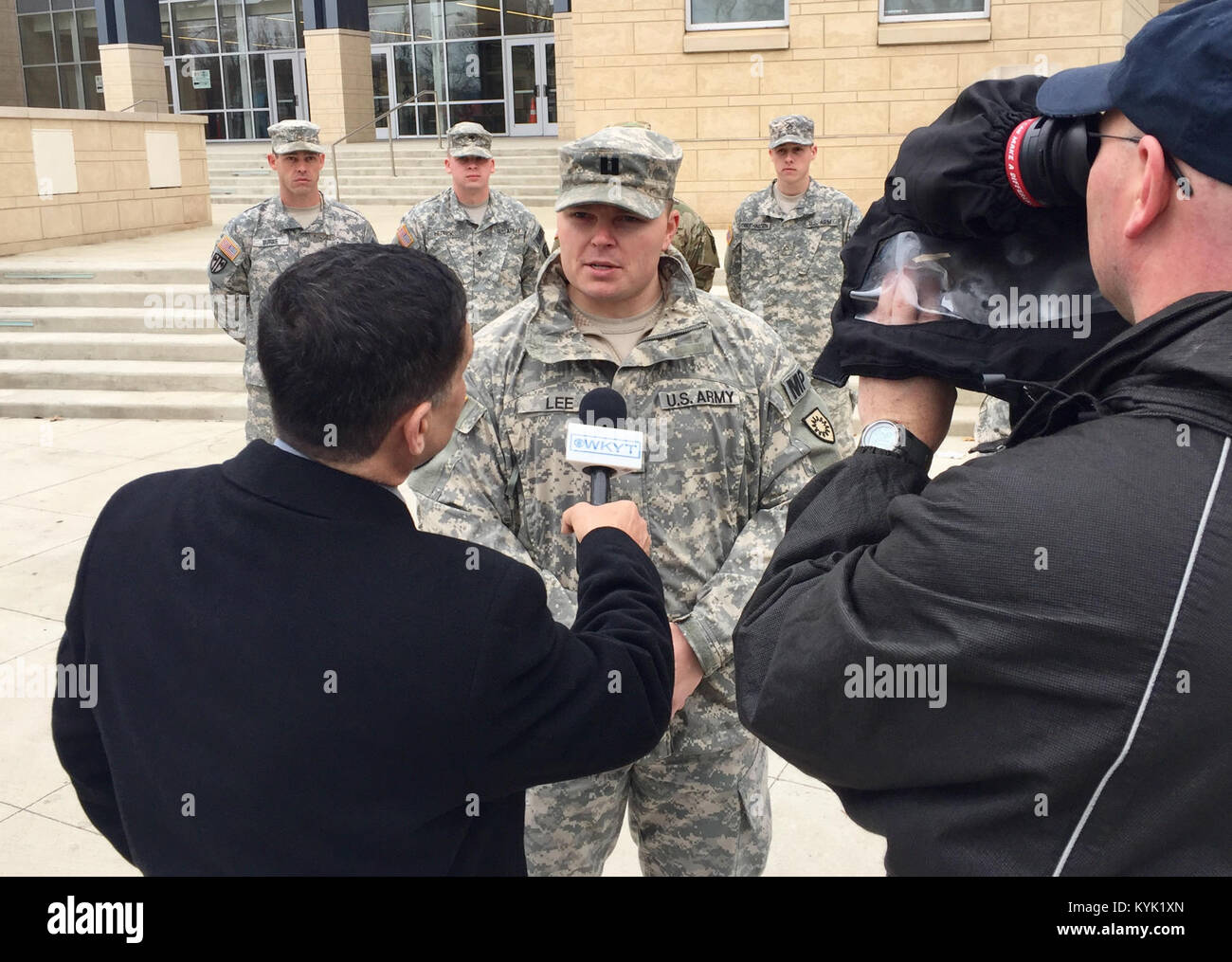Capt. Jacob Lee from the 198th Military Police Battalion conducts an ...
