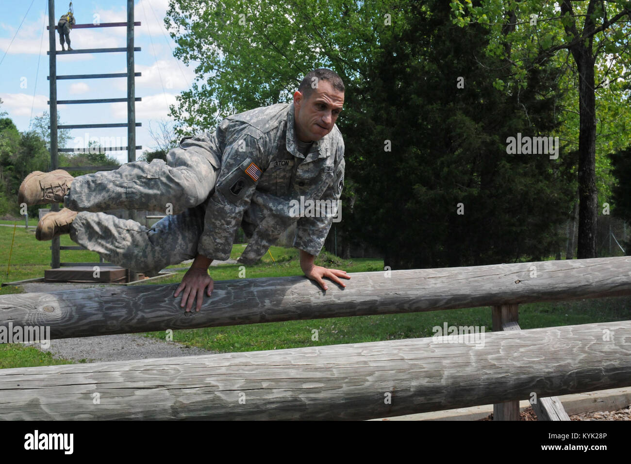 Staff Sgt. Richard Caton with the Florida National Guard vaults an ...