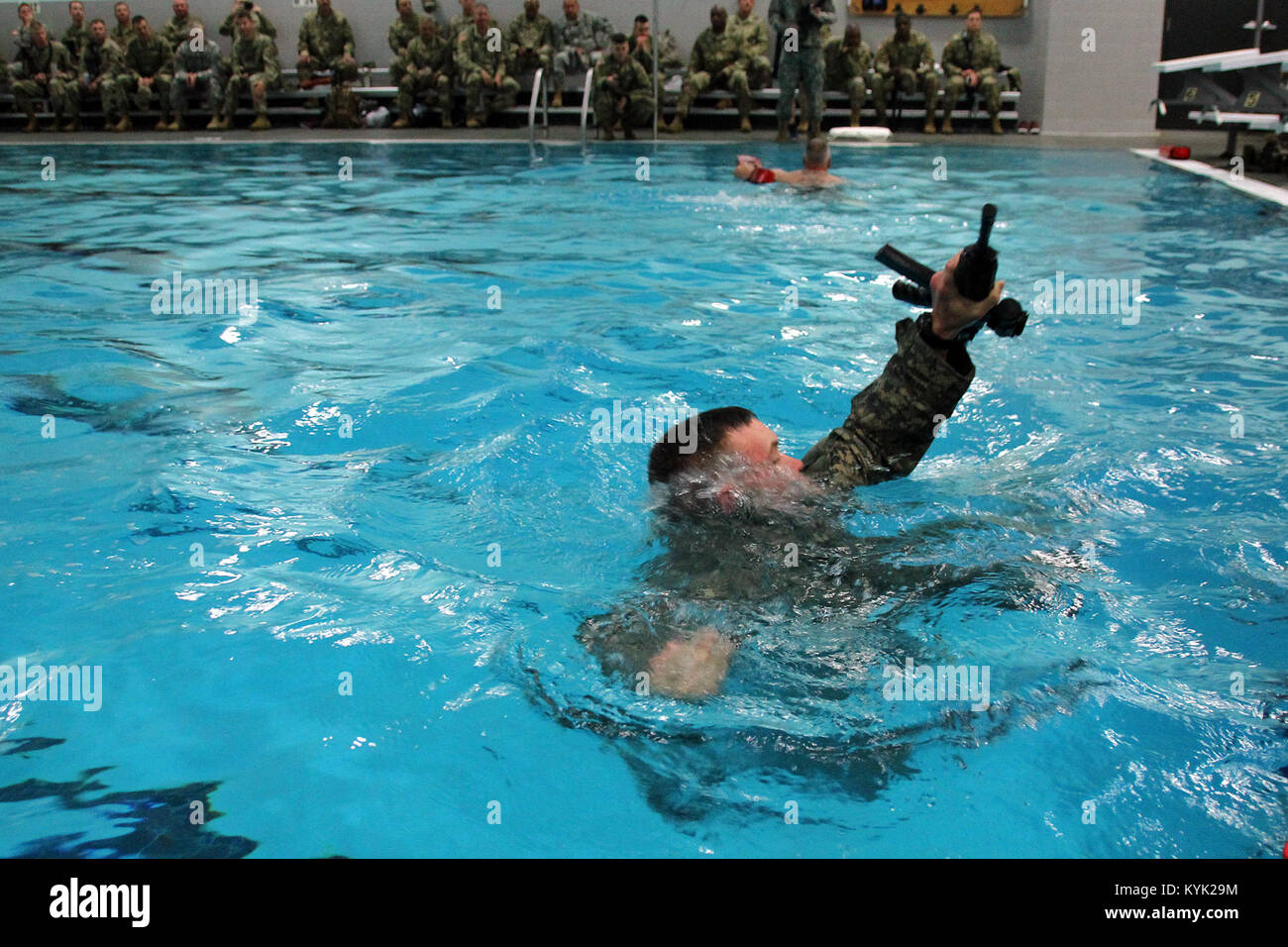 Sgt. Skylar Donovan with the Georgia National Guard swims during water ...