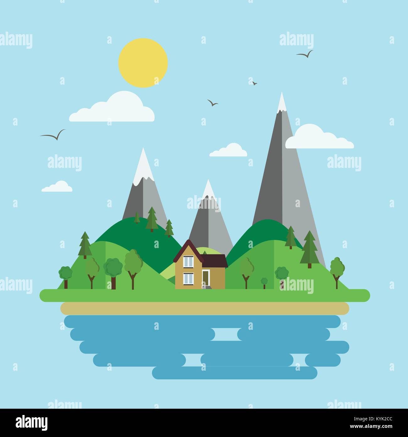 Vector illustration of island and seascape Stock Vector Image & Art - Alamy