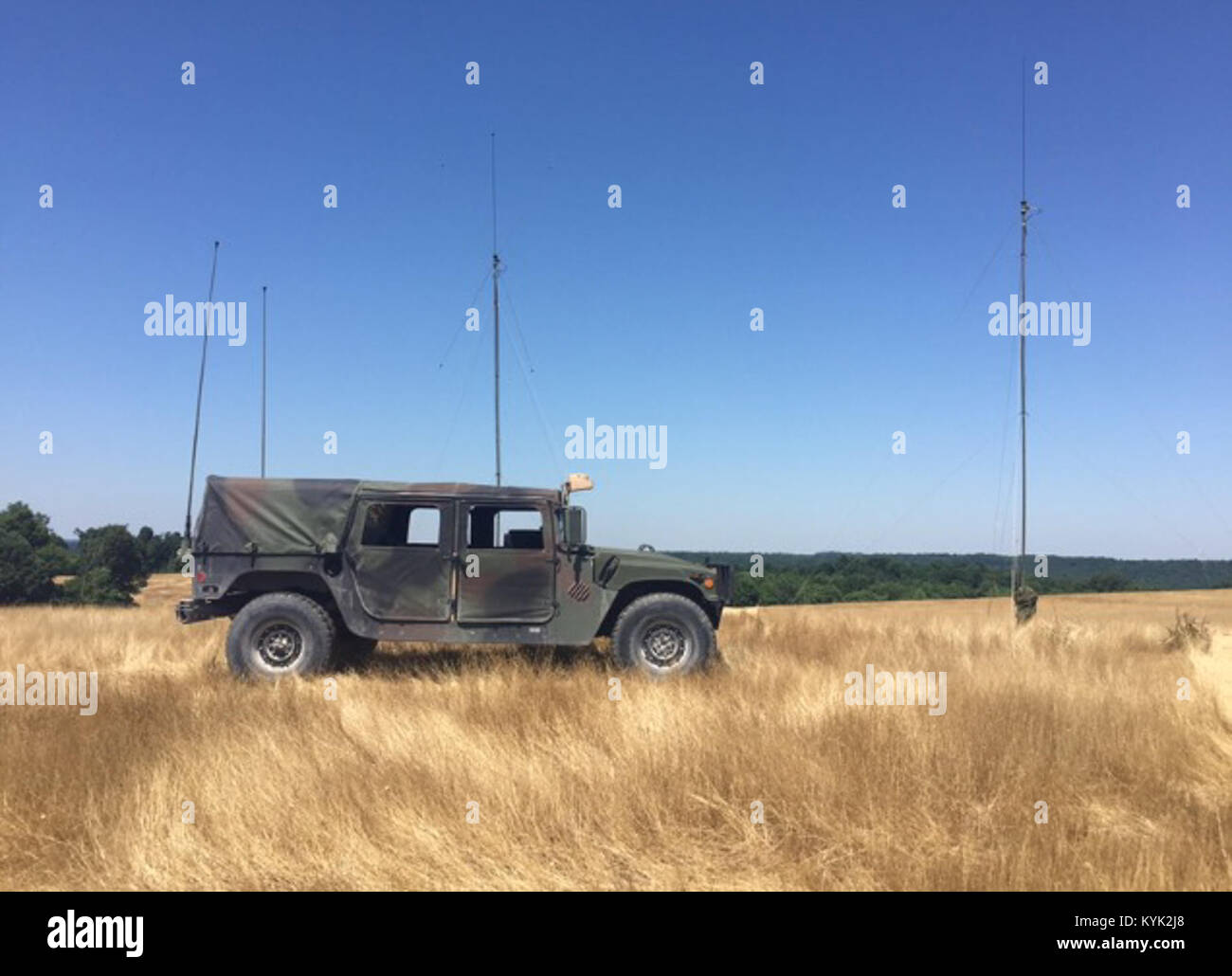 A Humvee from the 138th Field Artillery Brigade marks the first point ...