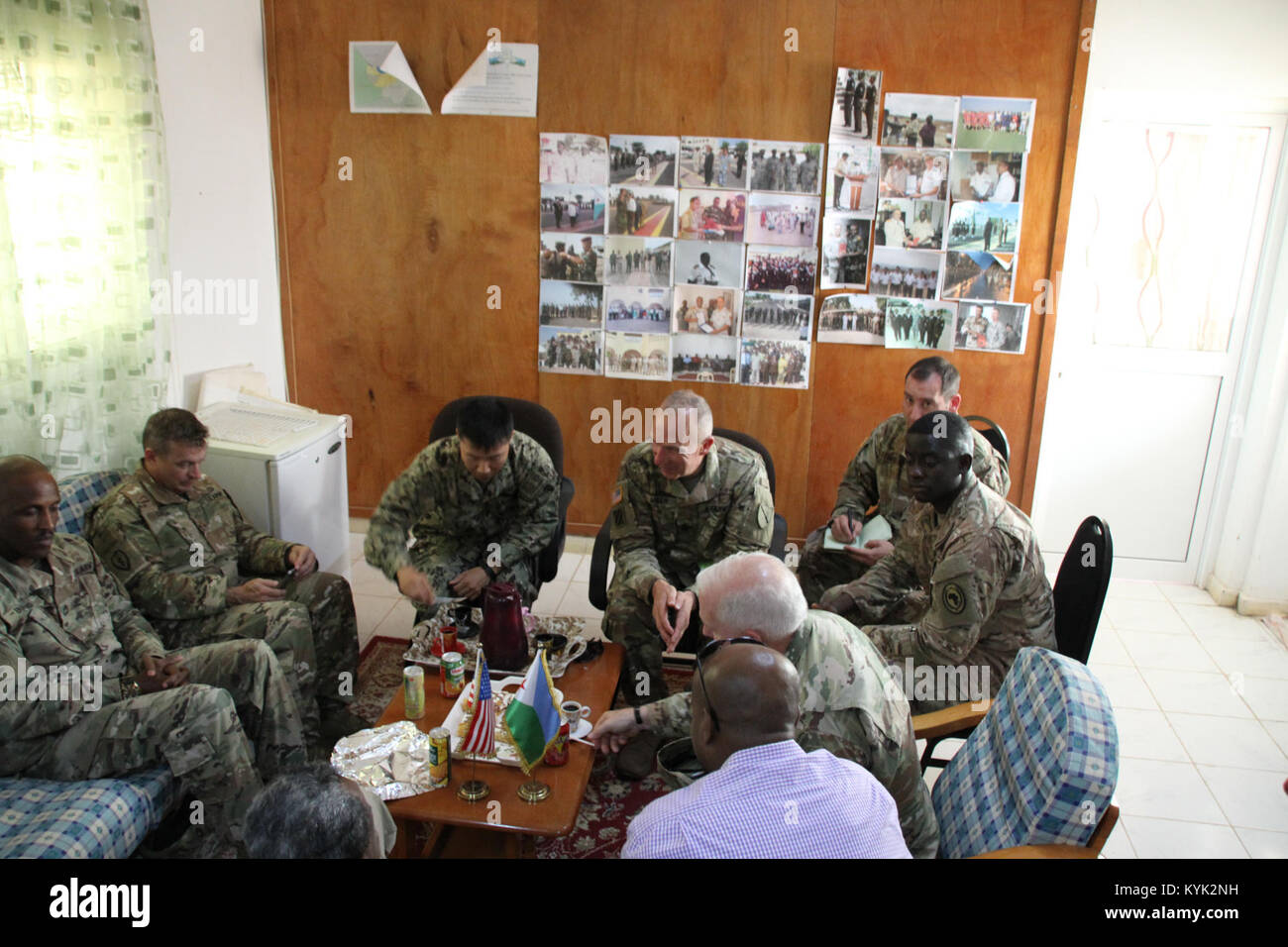 Brig. Gen. Ben Adams and State Command Sgt. Maj. Dave Munden visit with ...