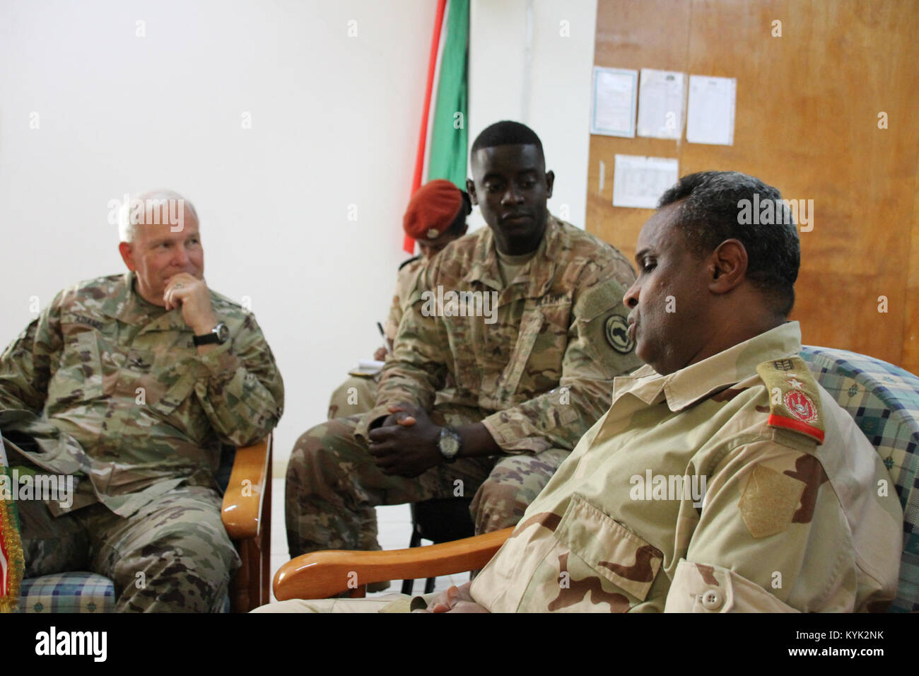 Brig. Gen. Ben Adams and State Command Sgt. Maj. Dave Munden visit with ...