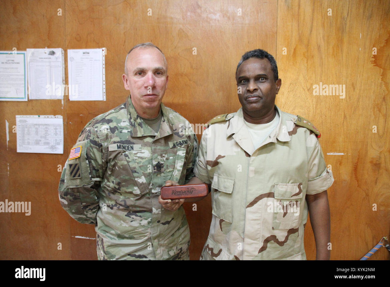 Brig. Gen. Ben Adams and State Command Sgt. Maj. Dave Munden visit with ...