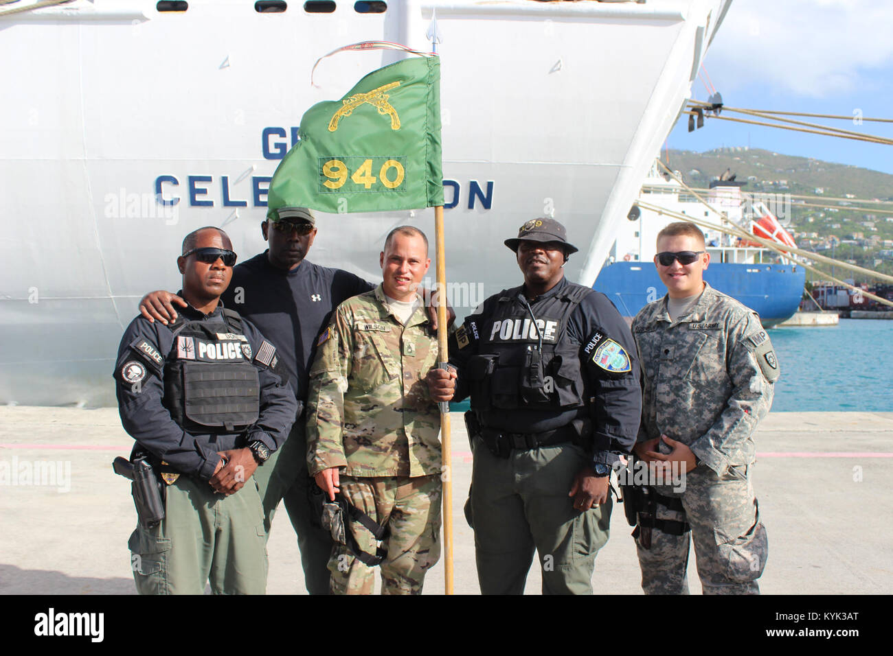 Soldiers with the 940th Military Police Company take a group photo with ...