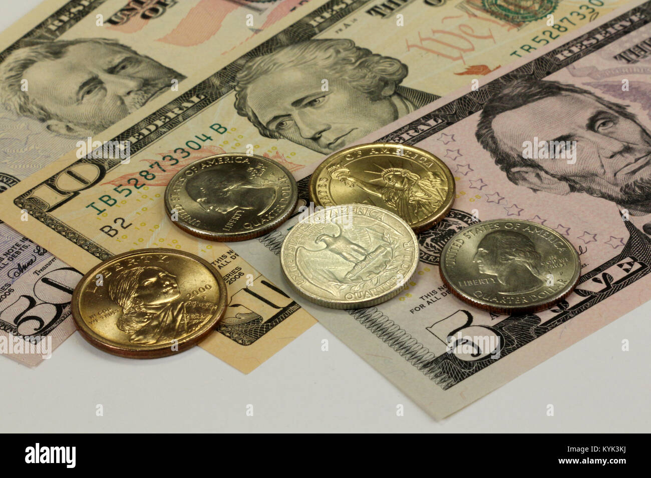 US dollars, banknotes and coins Stock Photo - Alamy