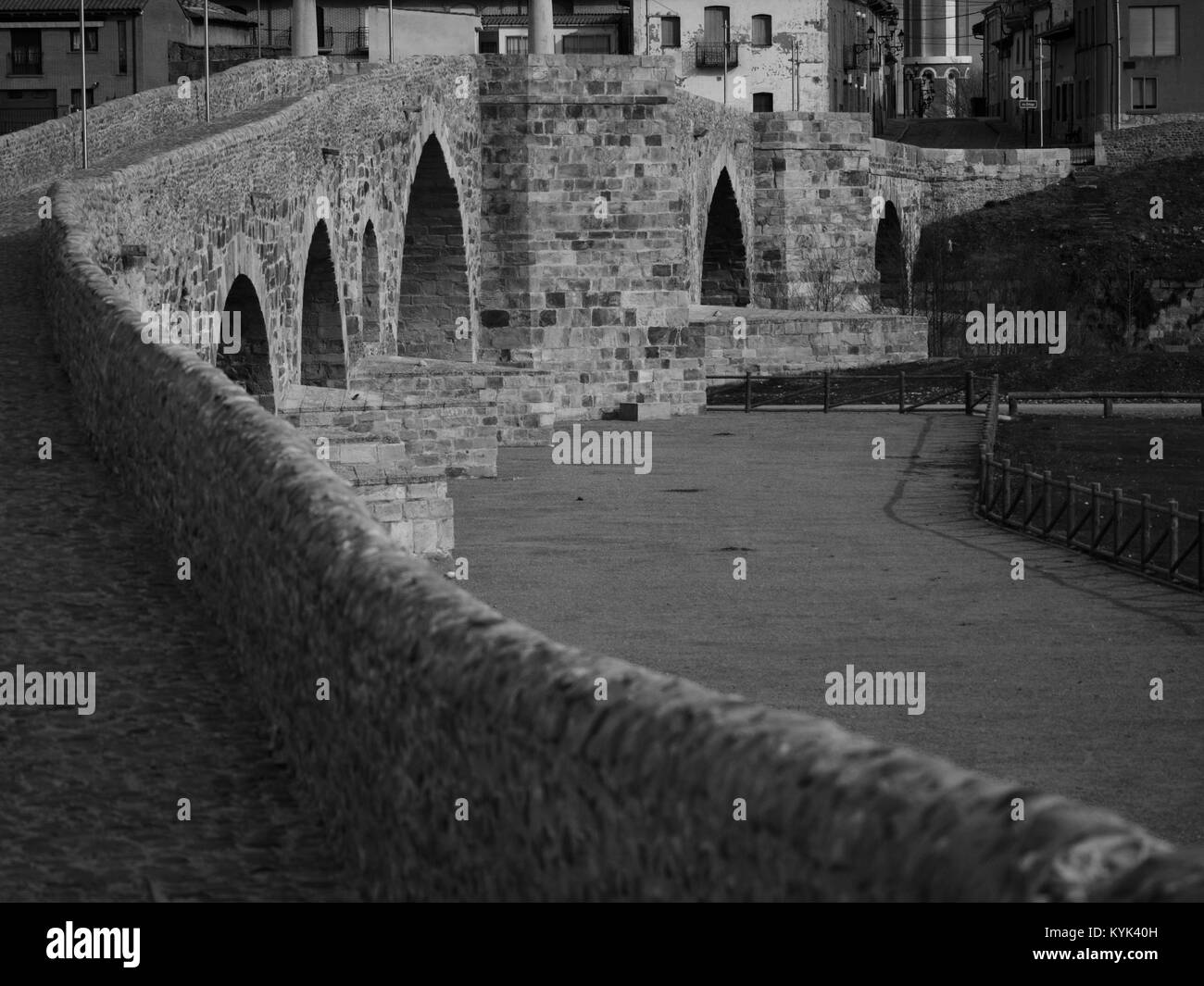 Romanesque bridge of Hospital de Órbigo, Leon (Castile and Leon), Spain ...