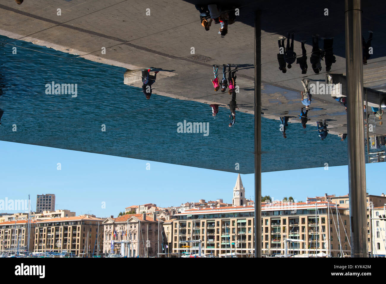 Vieux Port pavilion by Foster + Partners, A polished steel canopy ...