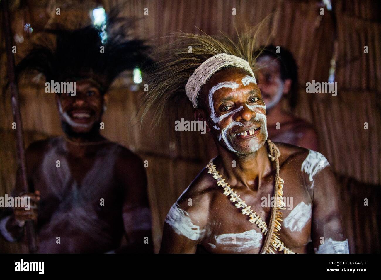 MAY 23, 2016: Portrait of a man from the tribe of Asmat people in the ...