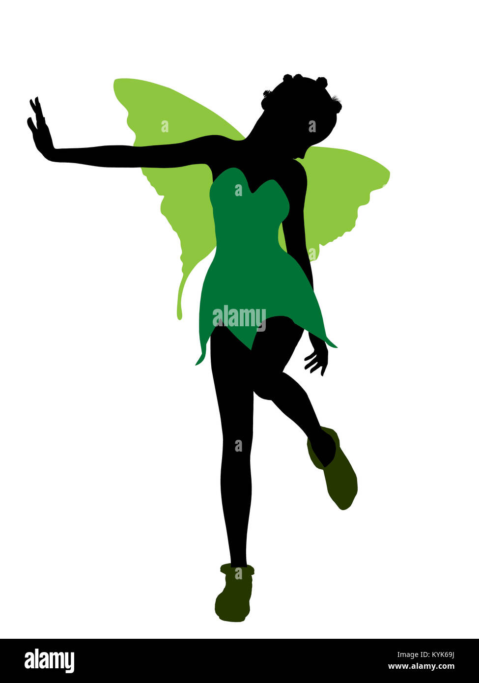 Tinker Bell illustration silhouette on a white background Stock Photo ...