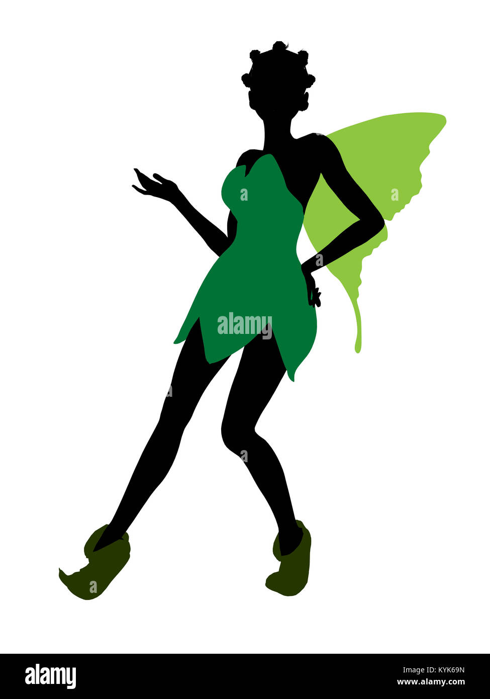Tinker Bell illustration silhouette on a white background Stock Photo ...
