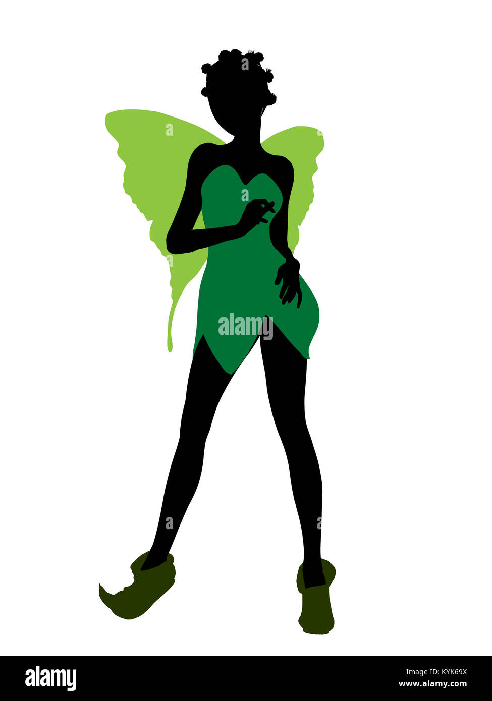 Tinker Bell illustration silhouette on a white background Stock Photo ...