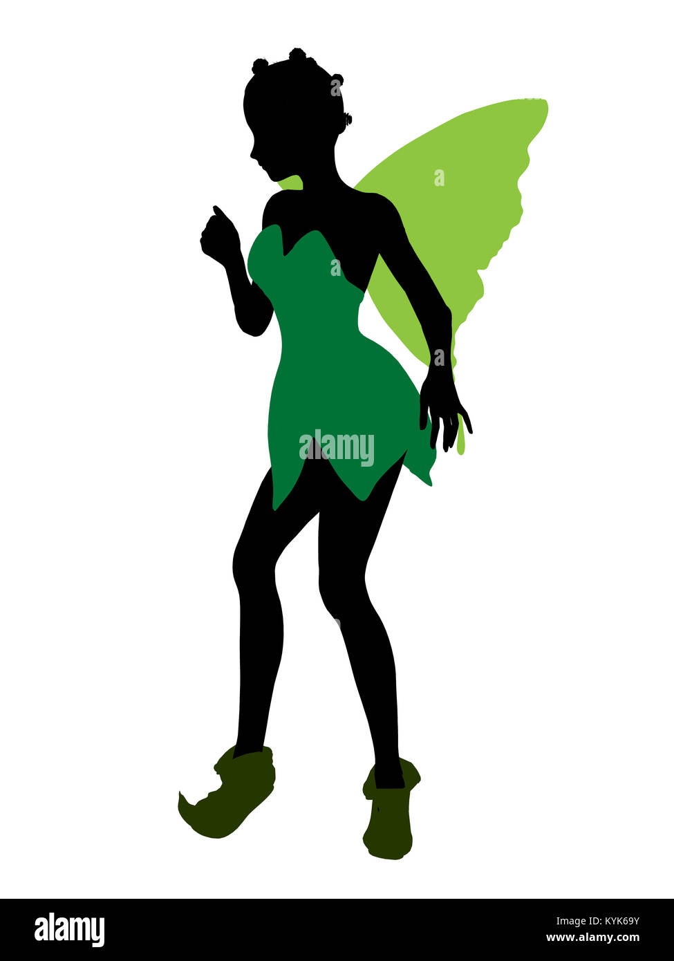 Tinker Bell illustration silhouette on a white background Stock Photo ...
