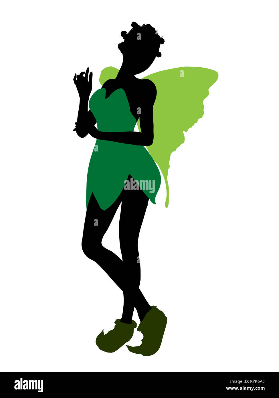 Tinker Bell illustration silhouette on a white background Stock Photo ...