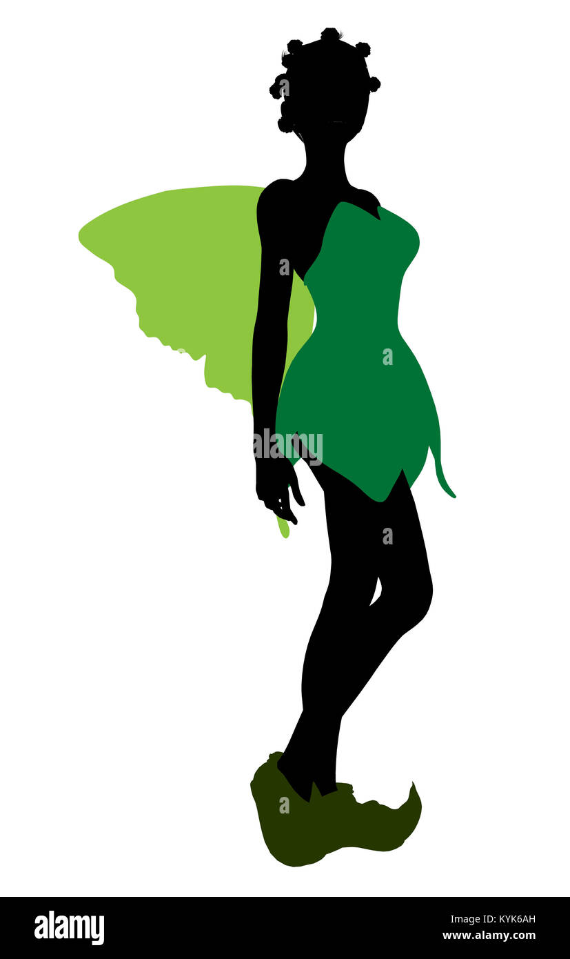 Tinker Bell illustration silhouette on a white background Stock Photo ...
