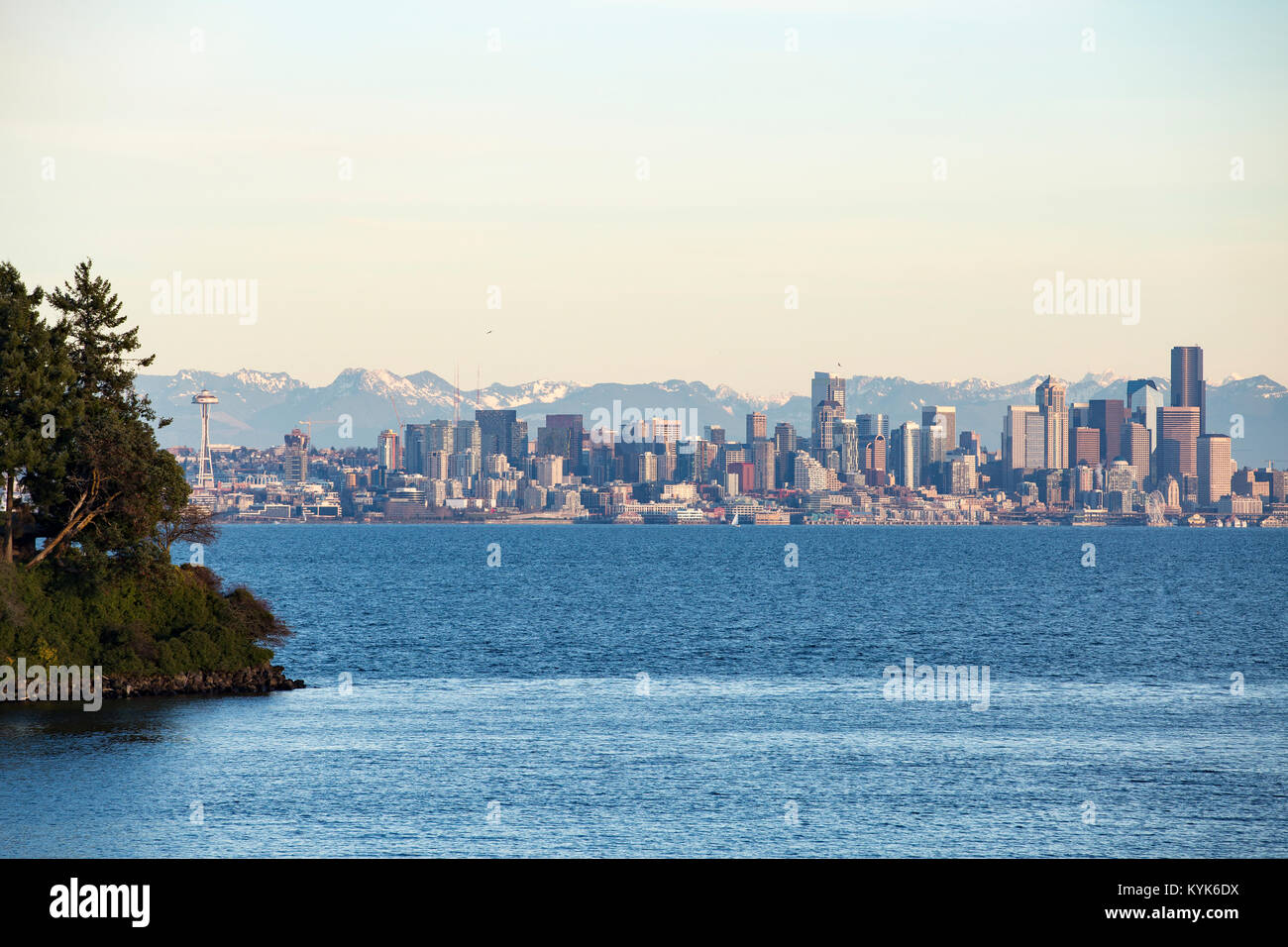 Seattle Space Needle and Seattle skyline and Seattle waterfront Stock ...