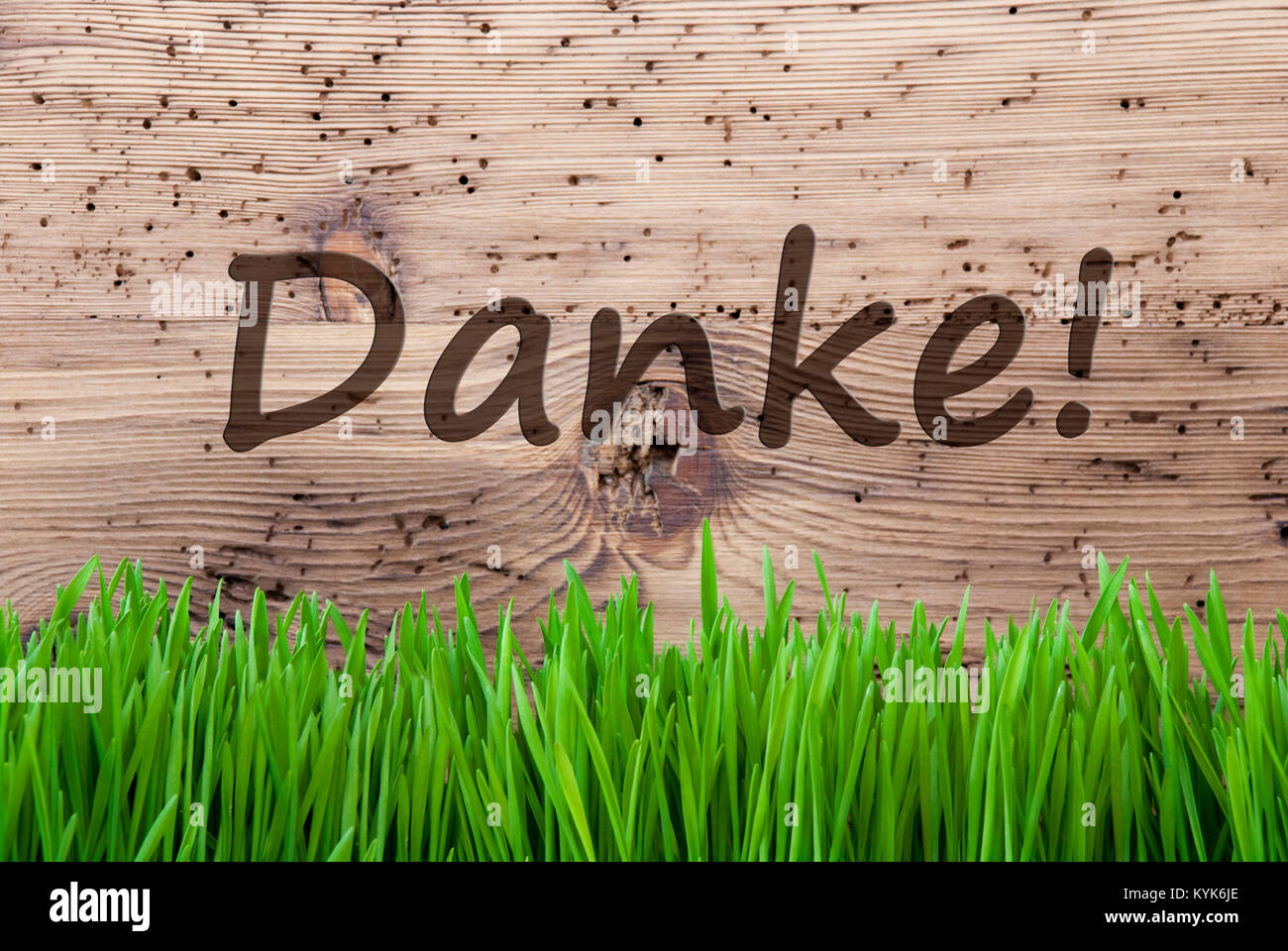 Bright Wooden Background, Gras, Danke Means Thank You Stock Photo - Alamy