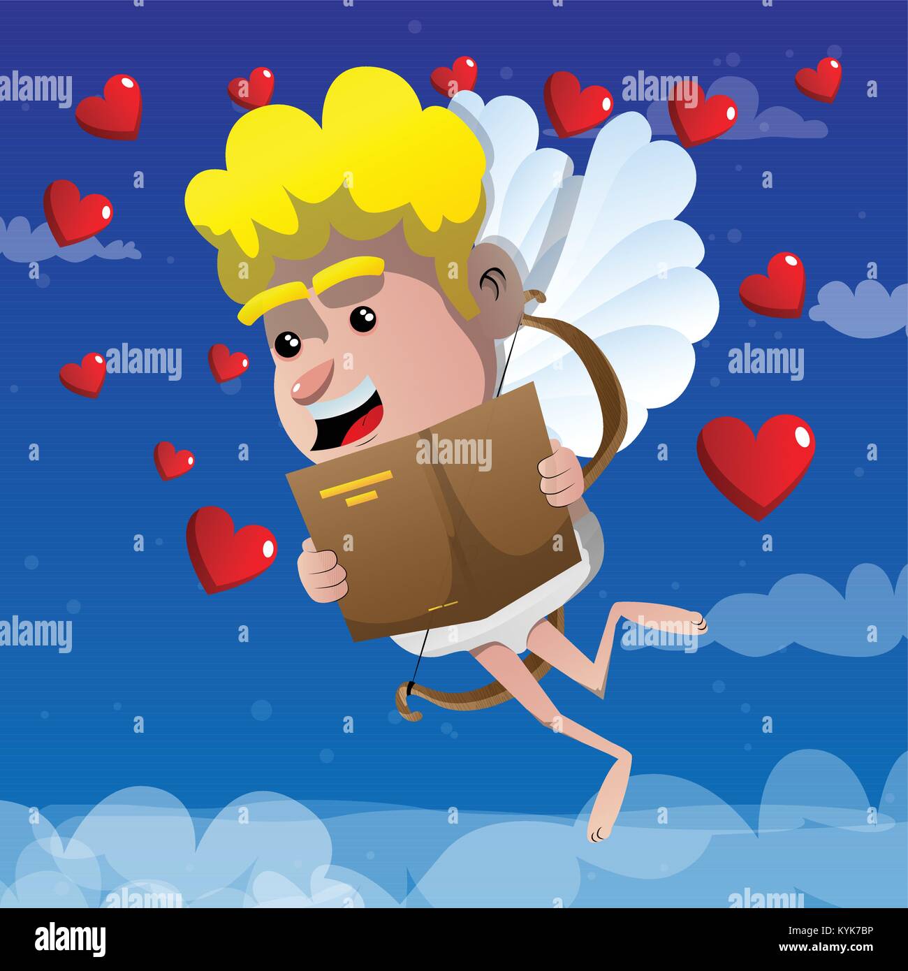 Cupid reading a book. Vector cartoon character illustration Stock ...
