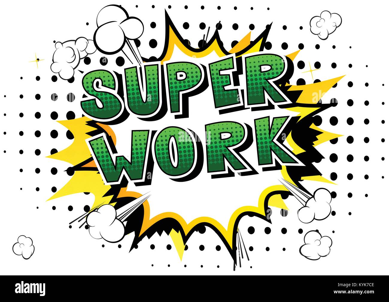 Super Work - Comic book style phrase on abstract background Stock ...