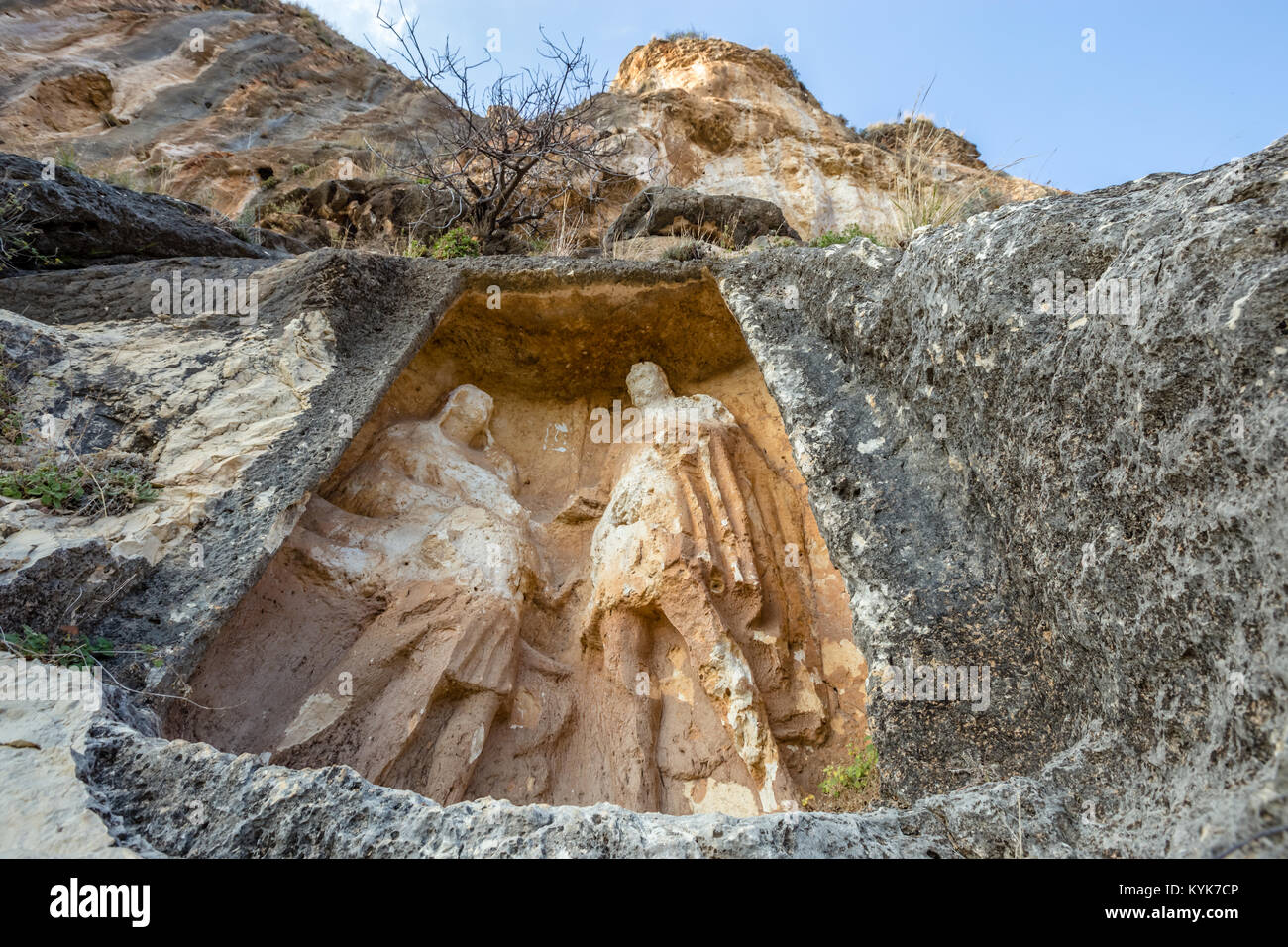 Exterior facade view of Adamkayalar,literally means man-rocks which ...