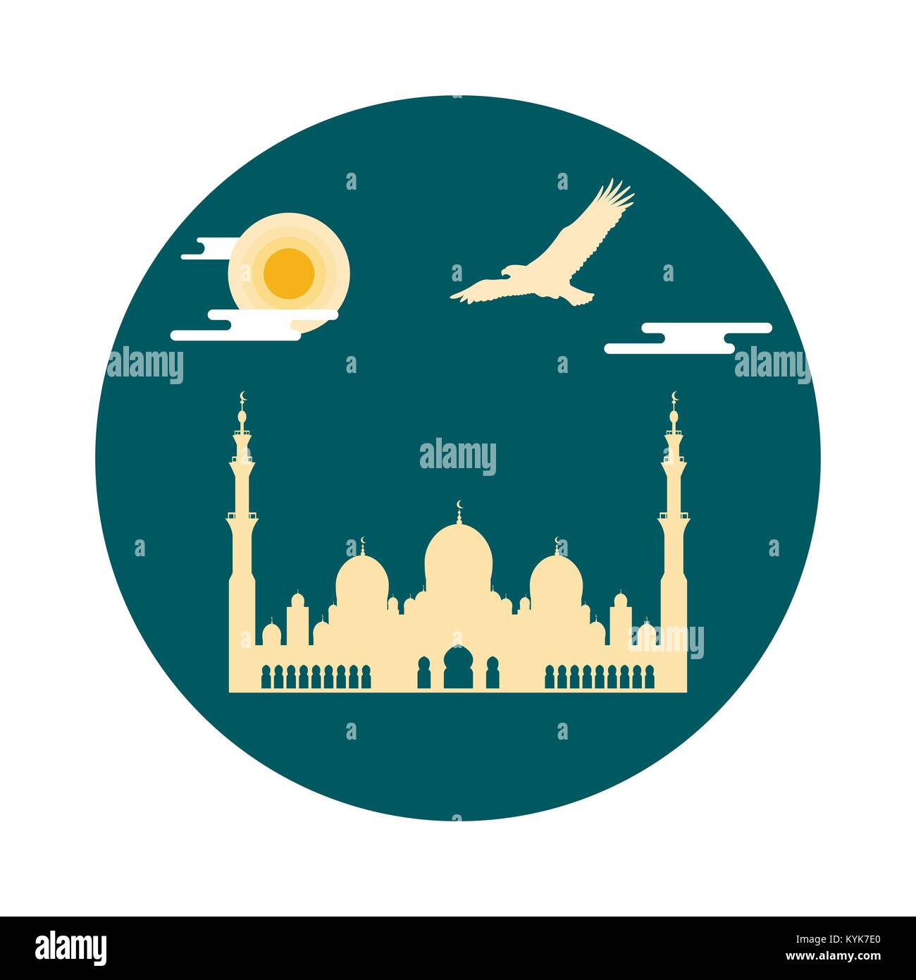 United Arab Emirates symbols. Sheikh Zayed Mosque silhouette and ...