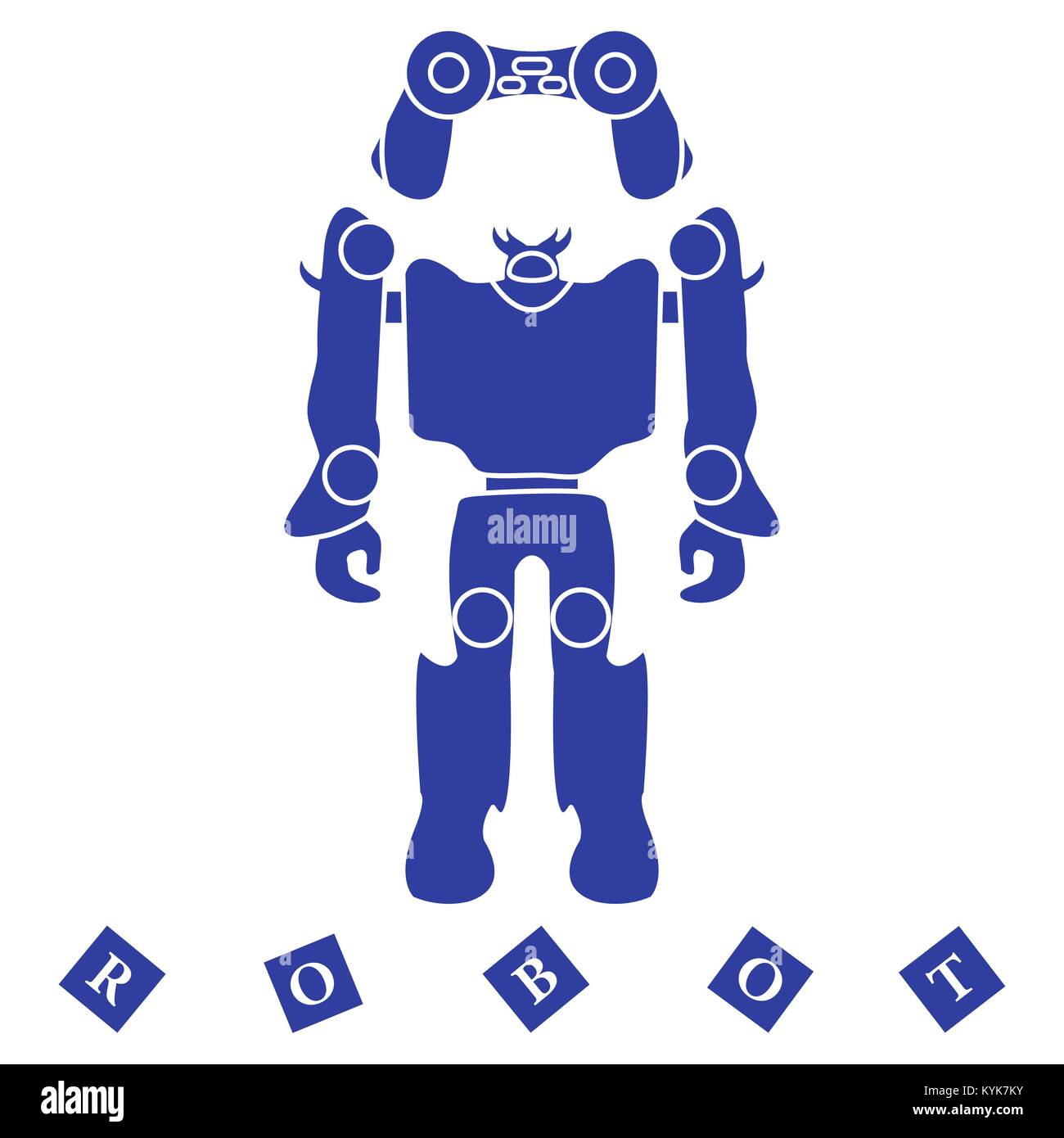 Toys for children: robot, remote control, cubes. Design for banner ...
