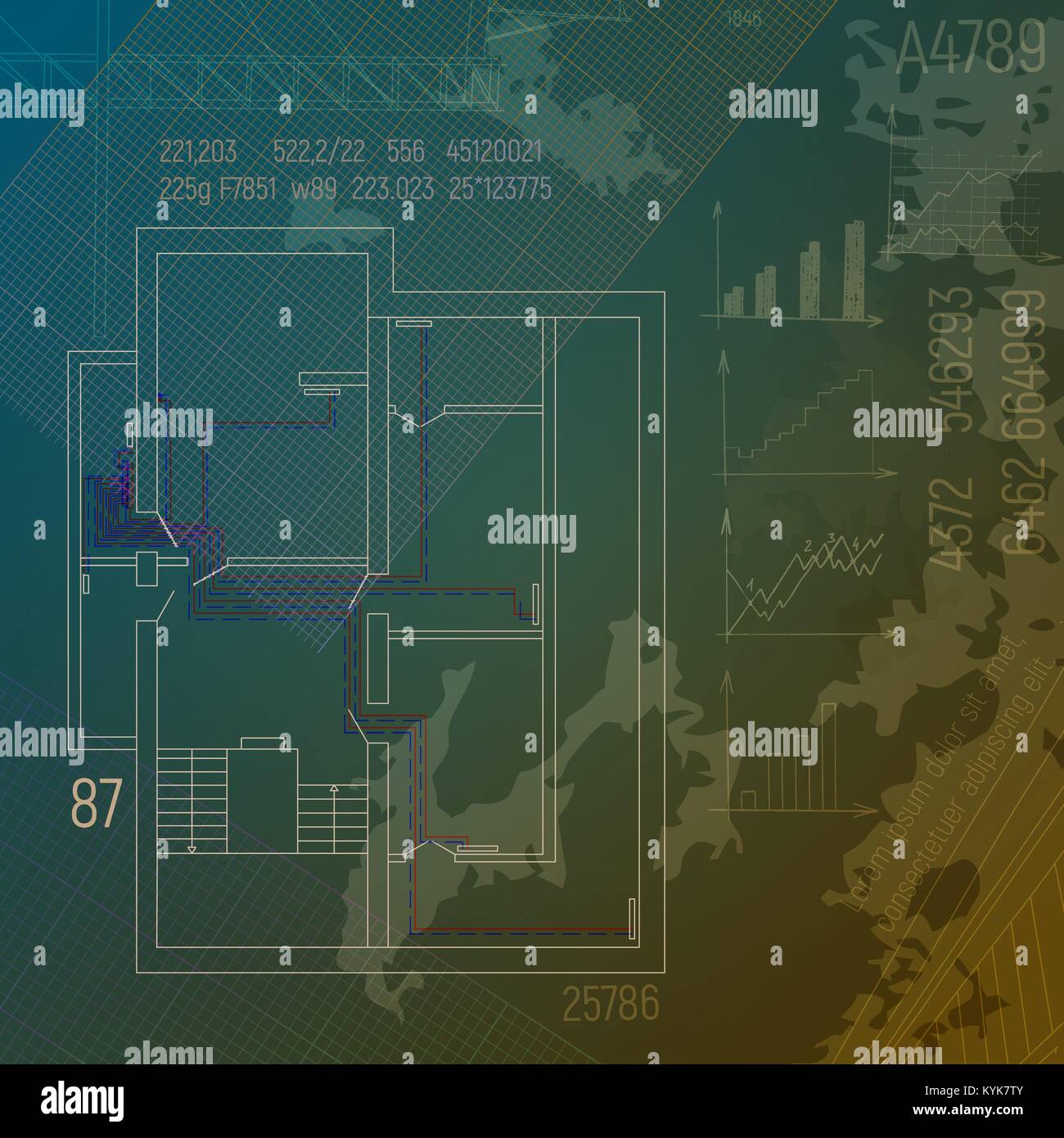 Heating system blueprint Stock Vector Image & Art - Alamy