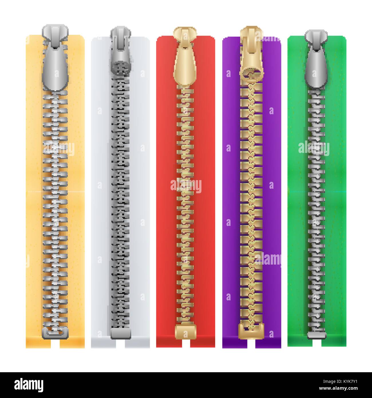 Clothes Zipper Isolated Vector. Metal Zippers Template Illustration Stock Vector Image & Art - Alamy