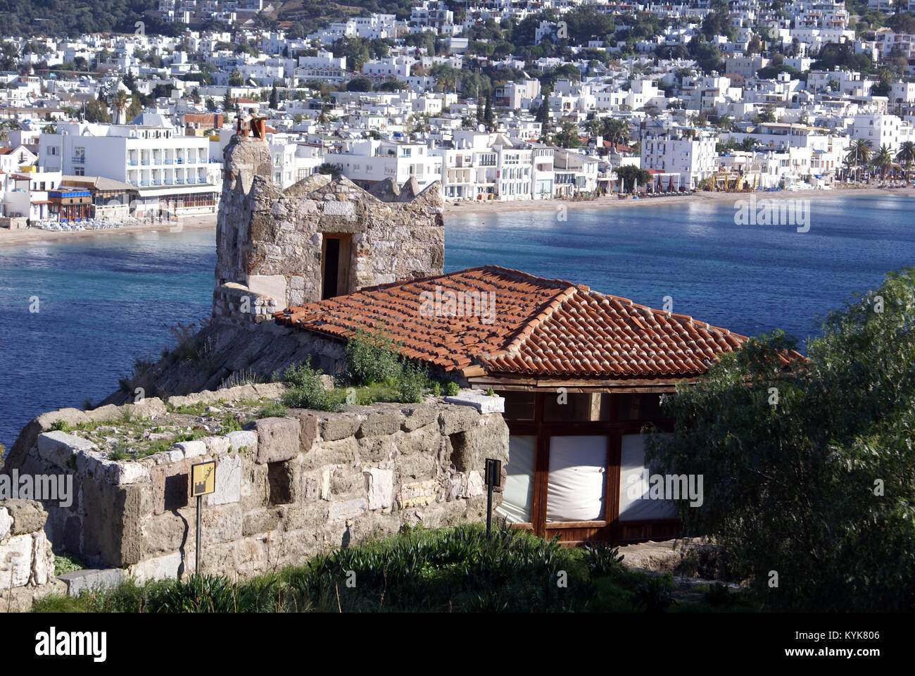 Castle of St Peter's and houses of Bodrum, Turkey Stock Photo - Alamy