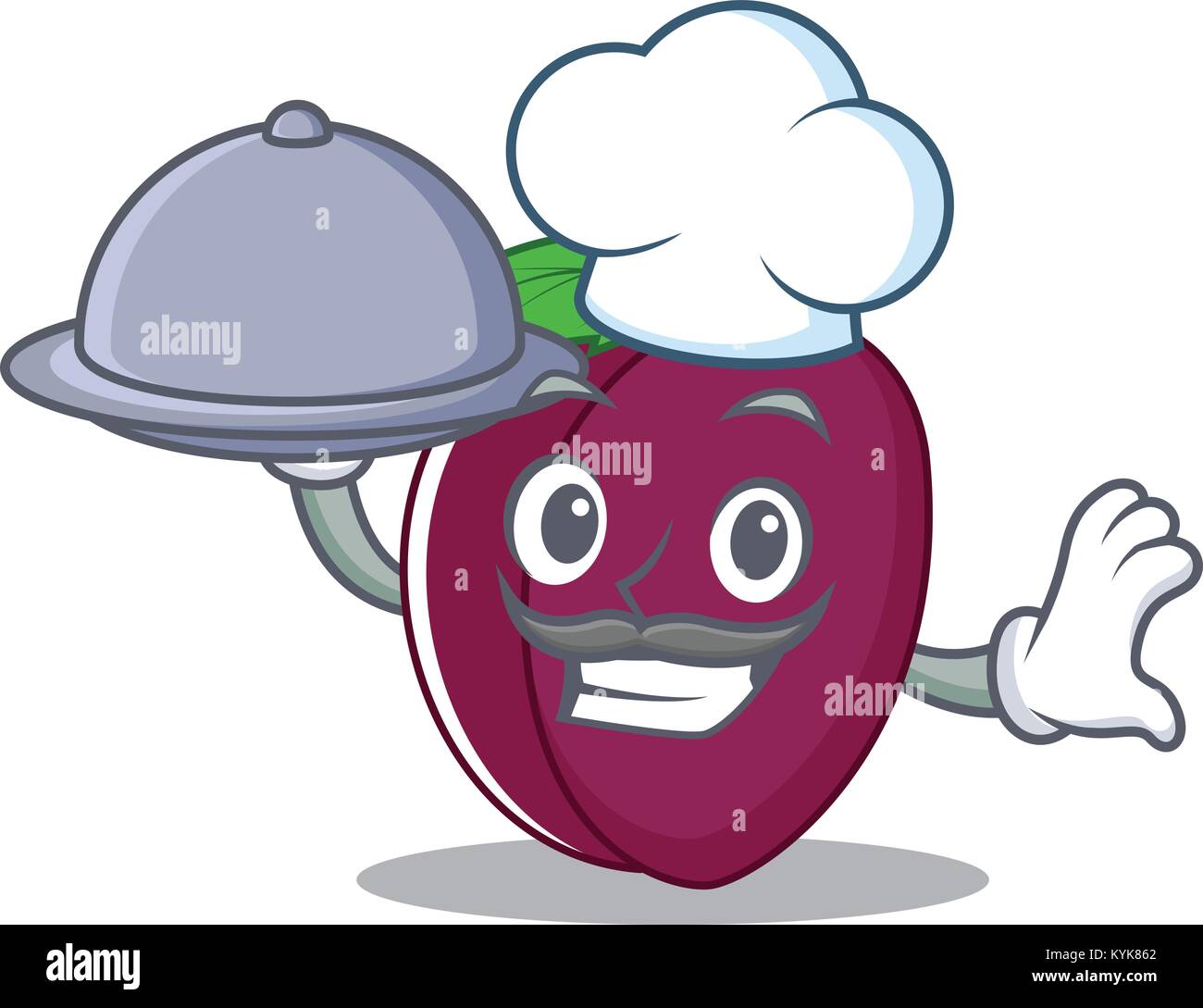 Chef with food plum mascot cartoon style Stock Vector Image & Art - Alamy